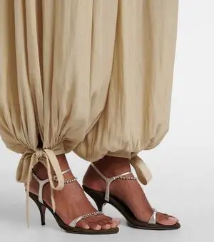 Chloé Zia Embellished Metallic Leather Sandals