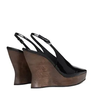 Alaïa Clogs Wedge Slingbacks In Patent Calfskin