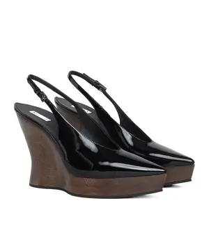 Alaïa Clogs Wedge Slingbacks In Patent Calfskin