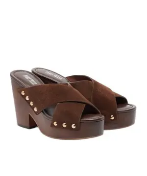 Paris Texas Marisol Suede Platform Mules - Brown
