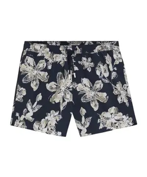 Hugo Boss Quick-dry Swim Shorts With All-over Print - Dark Blue