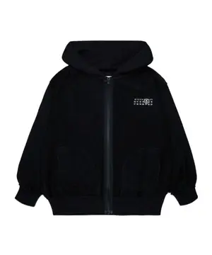 MAISON MARGIELA Logo-print Zip-up Hoodie - Black