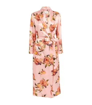 Harrods Silk Midnight Rose Night Robe - Pink