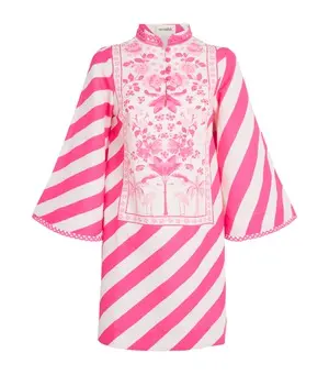Verandah Printed Kaftan Mini Dress - Pink