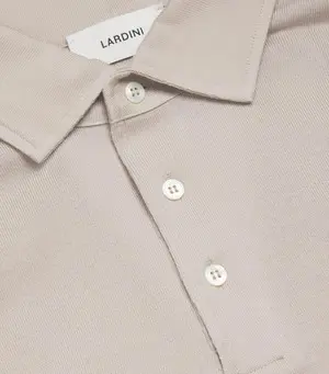 LARDINI Virgin Wool Long-sleeve Polo Shirt - Beige