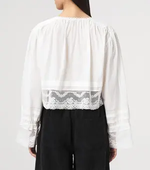 ALLSAINTS Organic Cotton Colette Lace Trimmed Top