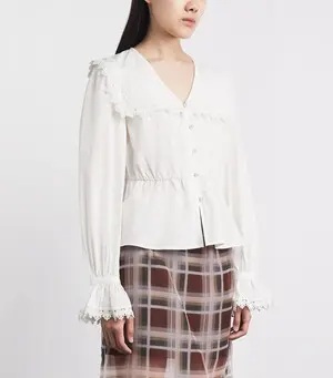 Barbour Cotton Tisbury Blouse With Sailor Collar And Peplum Hem