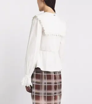 Barbour Cotton Tisbury Blouse With Sailor Collar And Peplum Hem