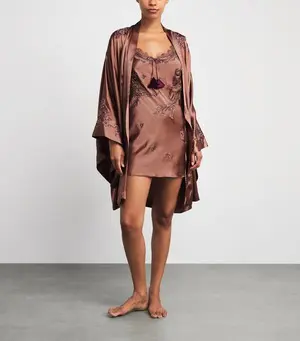 TORLOWEI Silk Patsy Mini Slip Dress With Lace Appliqués
