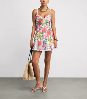 Charo Ruiz Ibiza Rosela Floral & Polka Dot Mini Dress - White