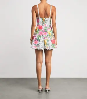 Charo Ruiz Ibiza Rosela Floral & Polka Dot Mini Dress - White