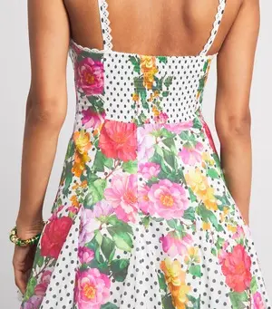 Charo Ruiz Ibiza Rosela Floral & Polka Dot Mini Dress - White