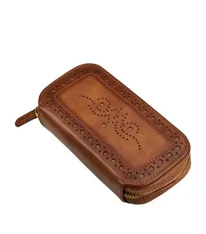 Wolf Brogue Zipped Watch Case With Brass Hardware