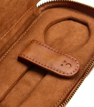 Wolf Brogue Zipped Watch Case With Brass Hardware