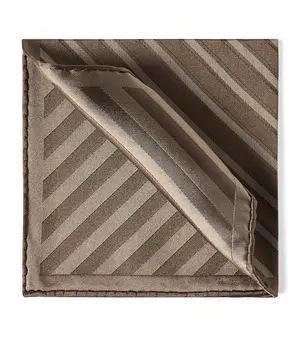 Brunello Cucinelli Silk Stripe Pocket Square - Beige