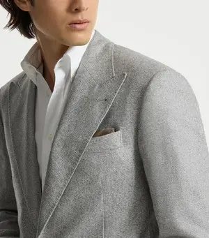 Brunello Cucinelli Silk Stripe Pocket Square - Beige