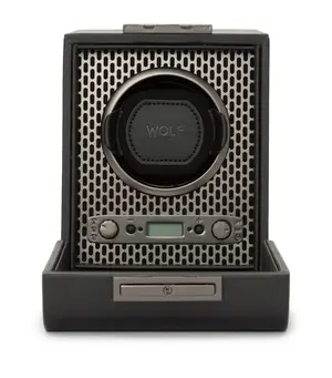 Wolf Axis Single Watch Winder With Locking Glass Cover