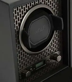 Wolf Axis Single Watch Winder With Locking Glass Cover