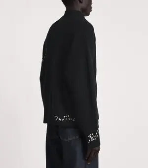DOMREBEL Wool-blend Daddy Cardigan With Crochet Detailing