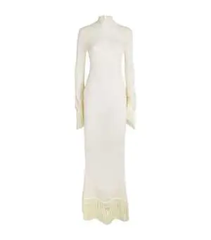 TALLER MARMO New Mexico Maxi Dress With Fringe - White