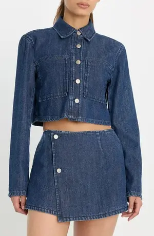 Good American Cropped Denim Jacket