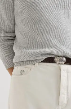 Brunello Cucinelli Cashmere English Rib Sweater - Pebble