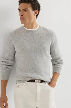Brunello Cucinelli Cashmere English Rib Sweater - Pebble