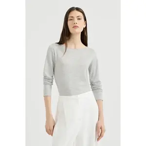Brunello Cucinelli Sparkling Cashmere And Silk Lightweight Sweater - Light Grey