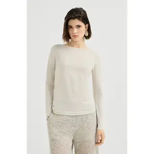 Brunello Cucinelli Sparkling Cashmere And Silk Lightweight Sweater - Milk