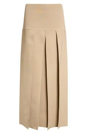 Alaïa Pleated Knit Maxi Skirt - Mastic