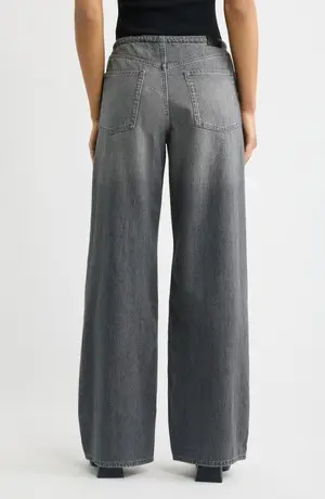 DL1961 Dl Aura Sienna Low Slung Drawstring Wide Leg Jeans - Ash Grey Aura