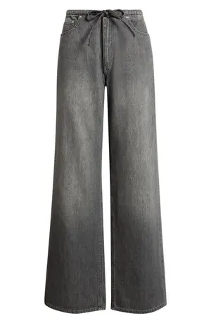 DL1961 Dl Aura Sienna Low Slung Drawstring Wide Leg Jeans - Ash Grey Aura