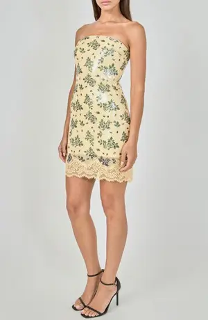 Endless Rose Floral Sequin Strapless Minidress