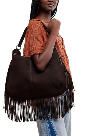Free People Finn Fringe Leather Shoulder Bag
