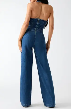 Guess Val Halter Denim Jumpsuit
