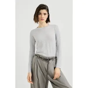 Brunello Cucinelli Cashmere And Silk Lightweight Sweater - Light Grey