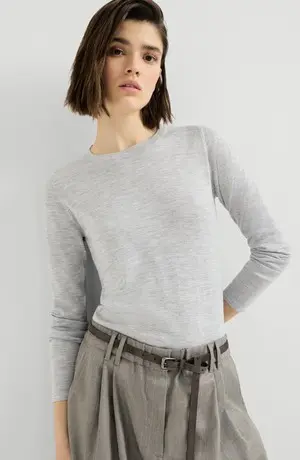 Brunello Cucinelli Cashmere And Silk Lightweight Sweater - Light Grey