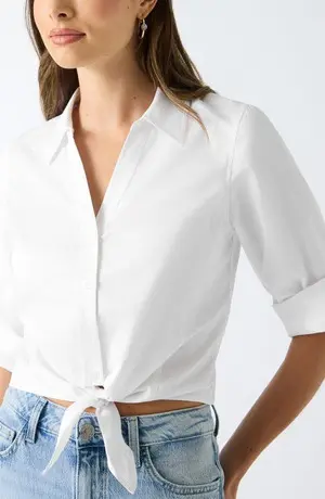 Guess Reeya Tie Front Poplin Shirt