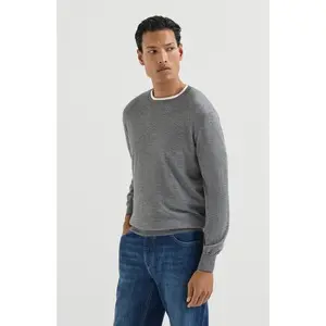 Brunello Cucinelli Cashmere And Silk Lightweight Sweater Dark Grey