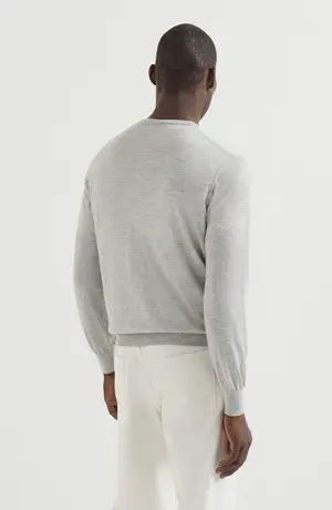 Brunello Cucinelli Cashmere And Silk Lightweight Sweater - Pebble