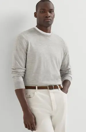 Brunello Cucinelli Cashmere And Silk Lightweight Sweater - Pebble