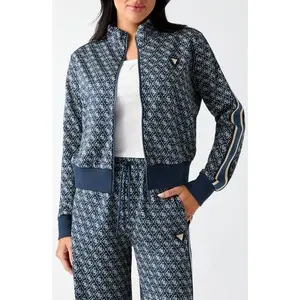 Guess 4g Jacquard Full Zip Track Jacket - Blue Multi