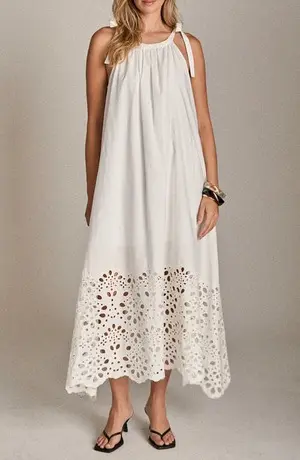 English Factory Eyelet Halterneck Midi Dress - White