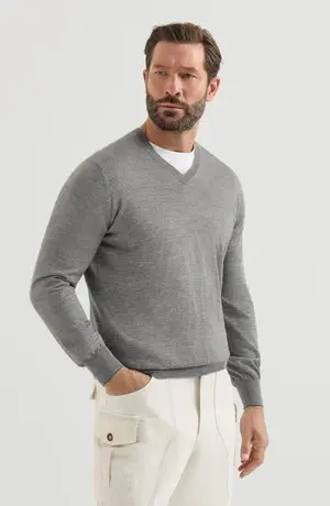 Brunello Cucinelli Cashmere And Silk Lightweight Sweater - Dark Grey