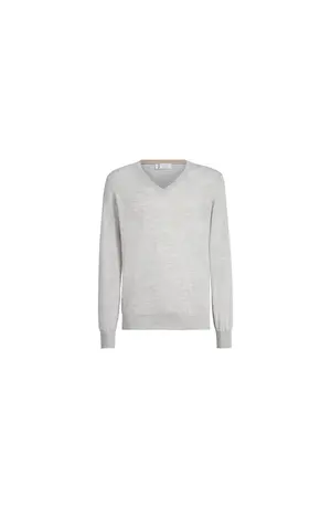 Brunello Cucinelli Cashmere And Silk Lightweight Sweater - Pebble