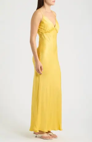 Deluc Trevi Sleeveless Satin Maxi Dress With Frills
