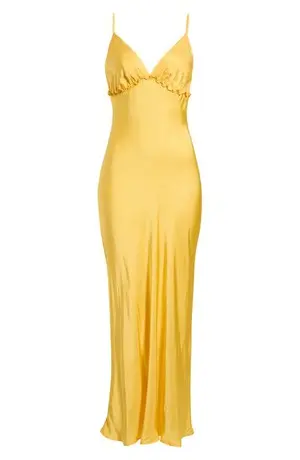 Deluc Trevi Sleeveless Satin Maxi Dress With Frills