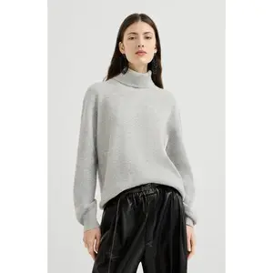 Brunello Cucinelli Cashmere English Rib Turtleneck Sweater With Monili - Pebble