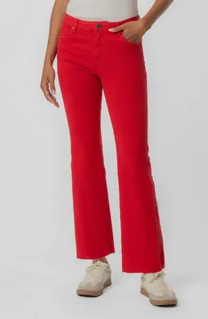 Kut From The Kloth Kelsey Raw Hem Ankle Flare Jeans - Ruby Red