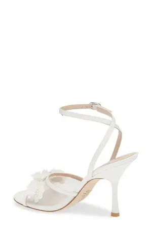 STUART WEITZMAN Floral Appliqué Ankle Strap Sandal